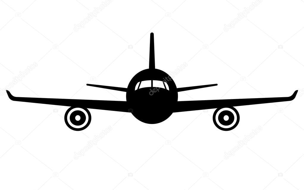 Icono del avión. Avión volador vista frontal Vector de stock por ...