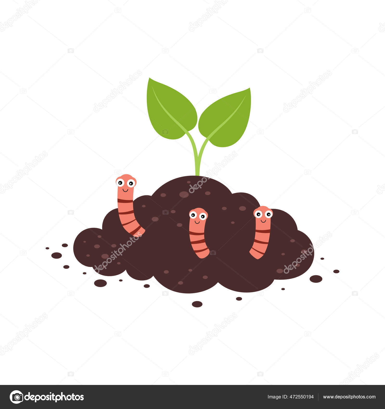 Plant Growth Soil Worms Worms Ground Insects Soil Brown Earth Stock ...