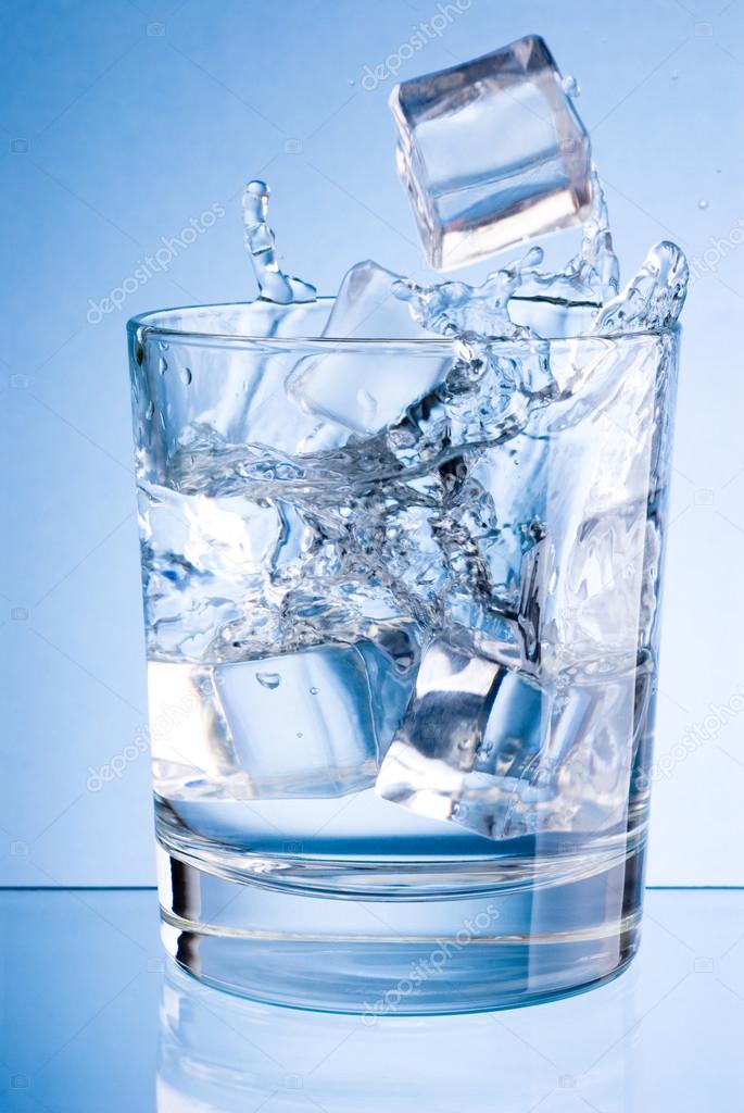 Glass Of Cold Water With Ice Cubes Stock Photo Image Of