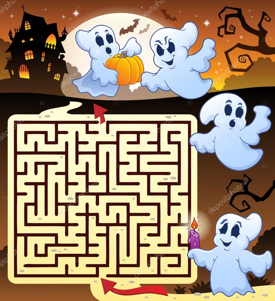 Maze 3 with Halloween thematics — Stock Vector © clairev #52812375