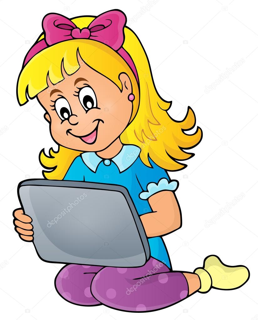 Niña jugando con Tablet PC — Archivo Imágenes Vectoriales © clairev ...