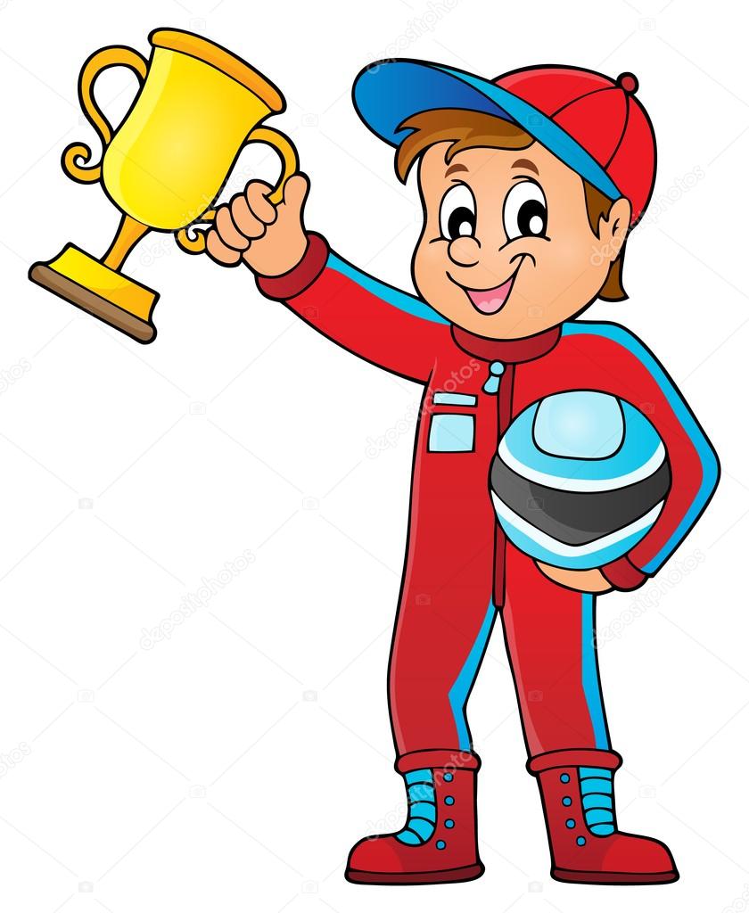 Car racer holding trophy theme image 1 Stock Vector by ©clairev 99636688