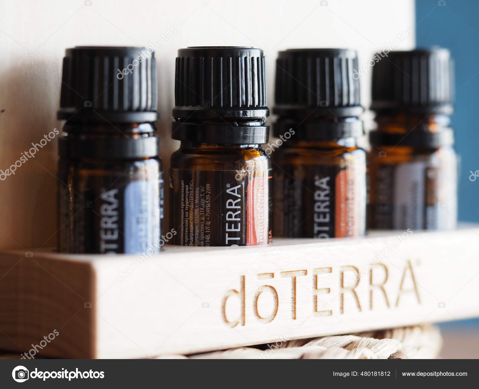 Essential Natural Oil Doterra Bottles Belarus Minsk 2021 — Stock ...