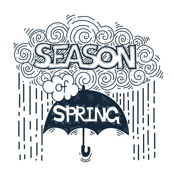 Hand drawn vintage illustration with hand-lettering about rain. — Stock ...
