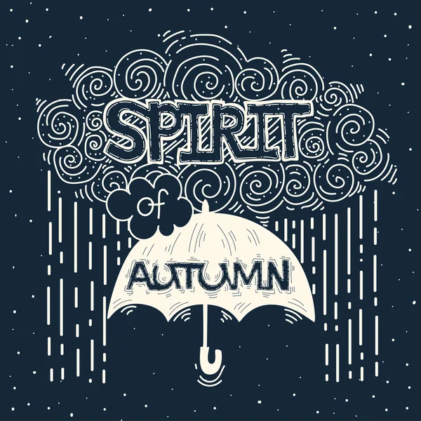 Hand drawn vintage illustration with hand-lettering about rain. — Stock ...