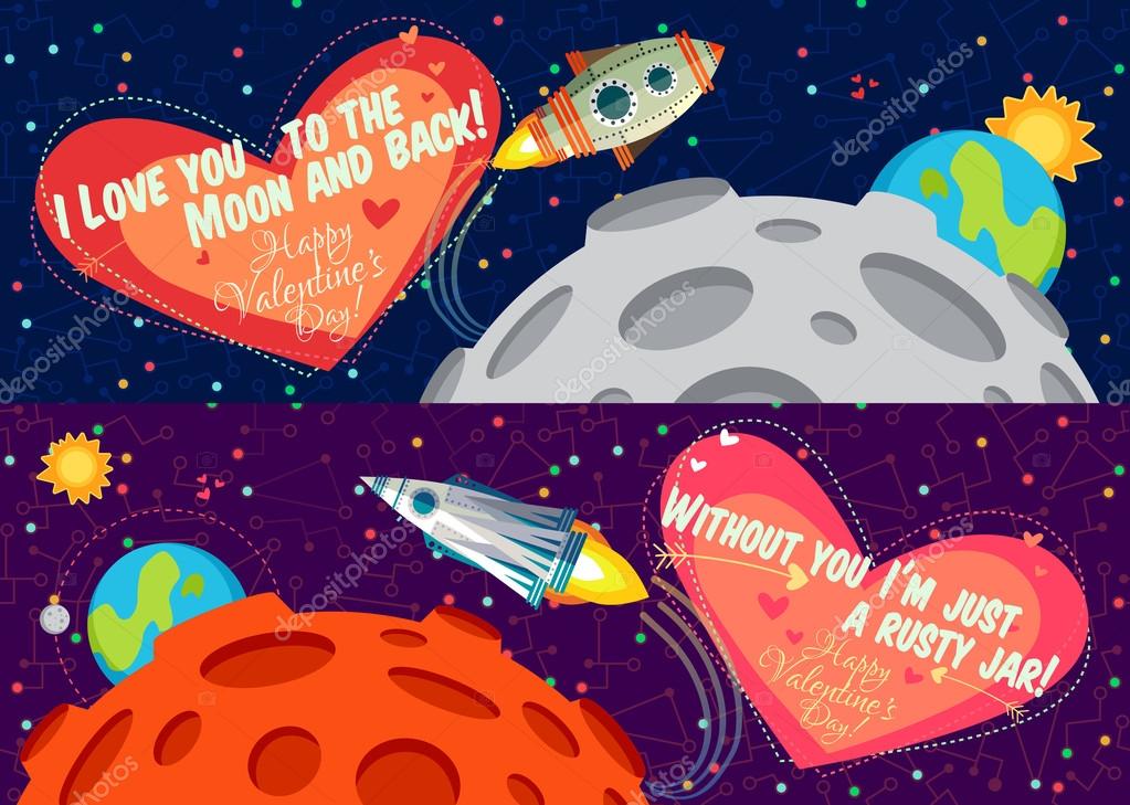 Vector illustrationabout outer space for Valentines day. Stock Vector ...