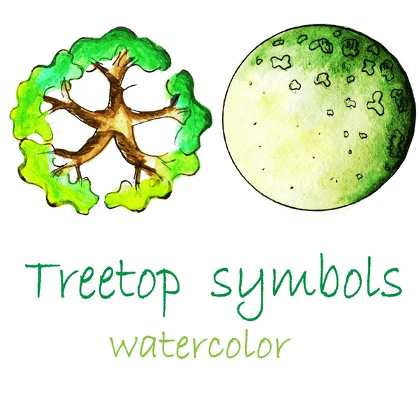 A set of treetop symbols, for architectural or landscape design — Stock ...