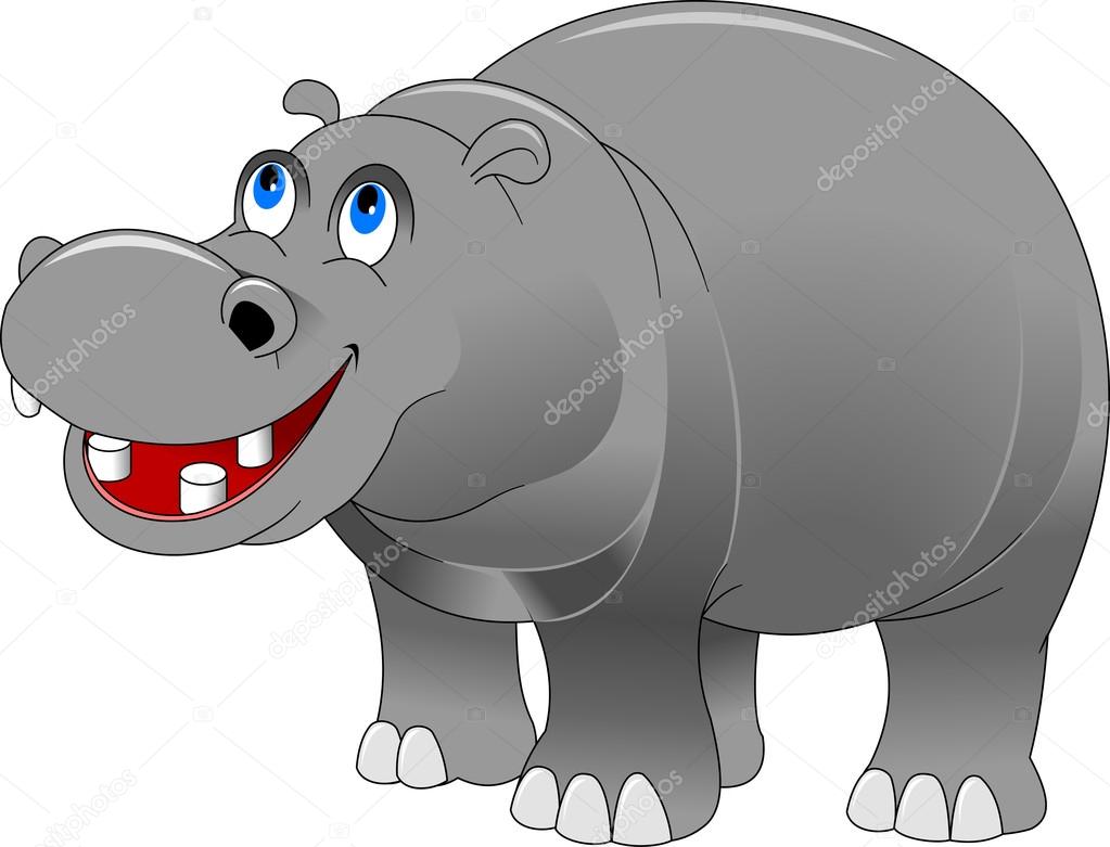 Cheerful grey hippo Stock Vector by ©sababa66 107910716