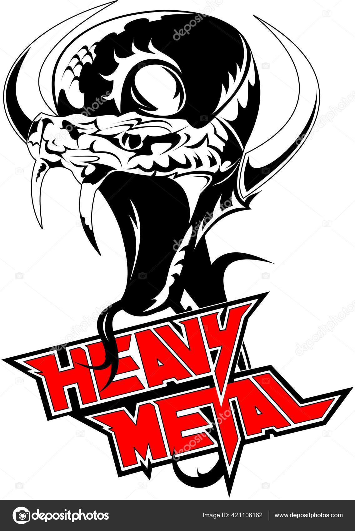 Snake Symbol Hard Rock Black White Dragon Red Symbol Hard Stock Vector ...