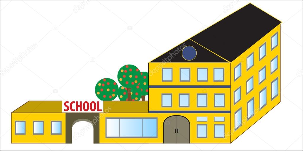 Vector De Edificio Escolar Vector De Forma Colorida De Edificio