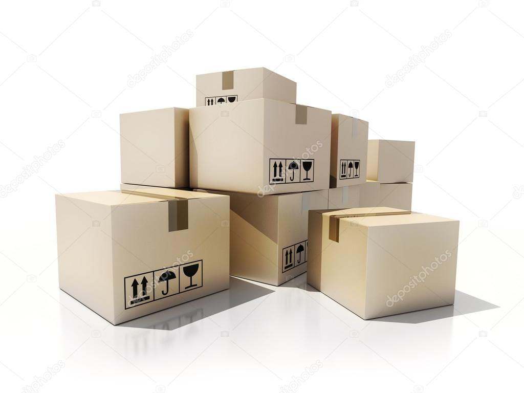 A lot of cardboard box for moving — Stock Photo © Vladru #122372724