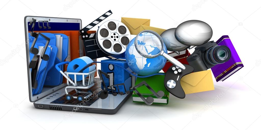 Laptop and multimedia — Stock Photo © Vladru #60201743