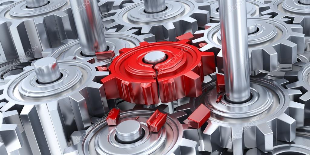 Gears and broken red gear — Stock Photo © Vladru #87691274