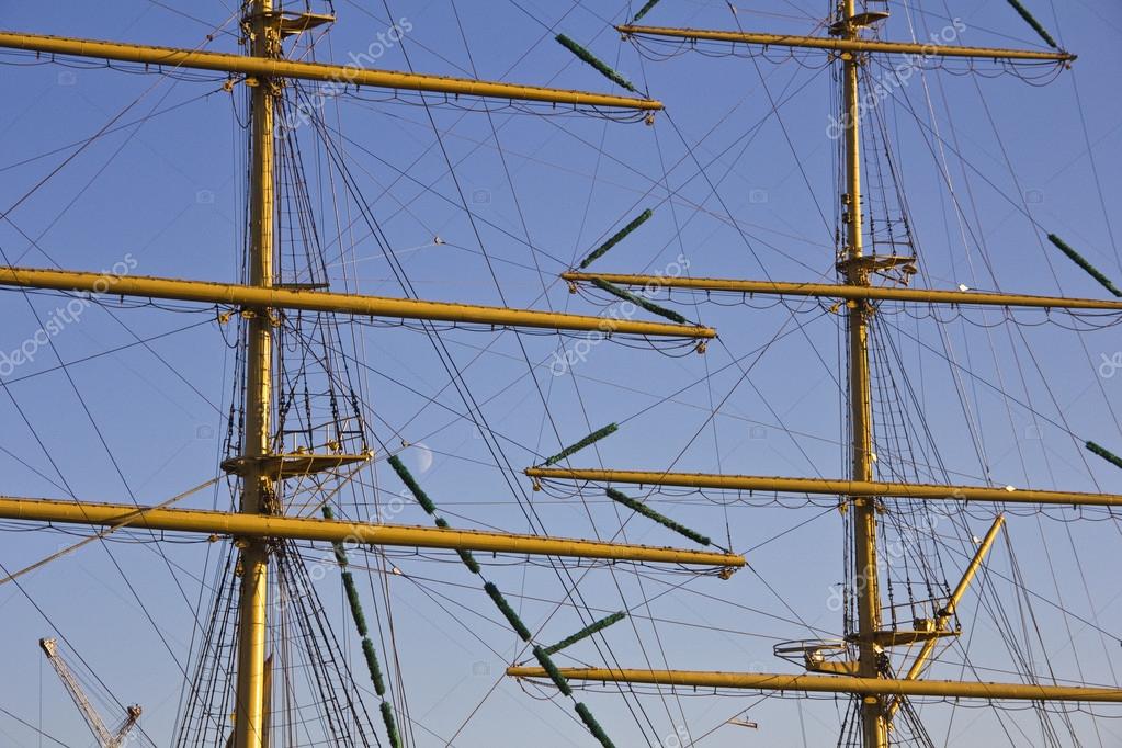 Masts and rigging of a sailing ship — Stock Photo © yos_moes #52629093