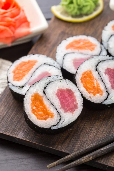 Yin yang futomaki with tuna and salmon - Stock Image - Everypixel