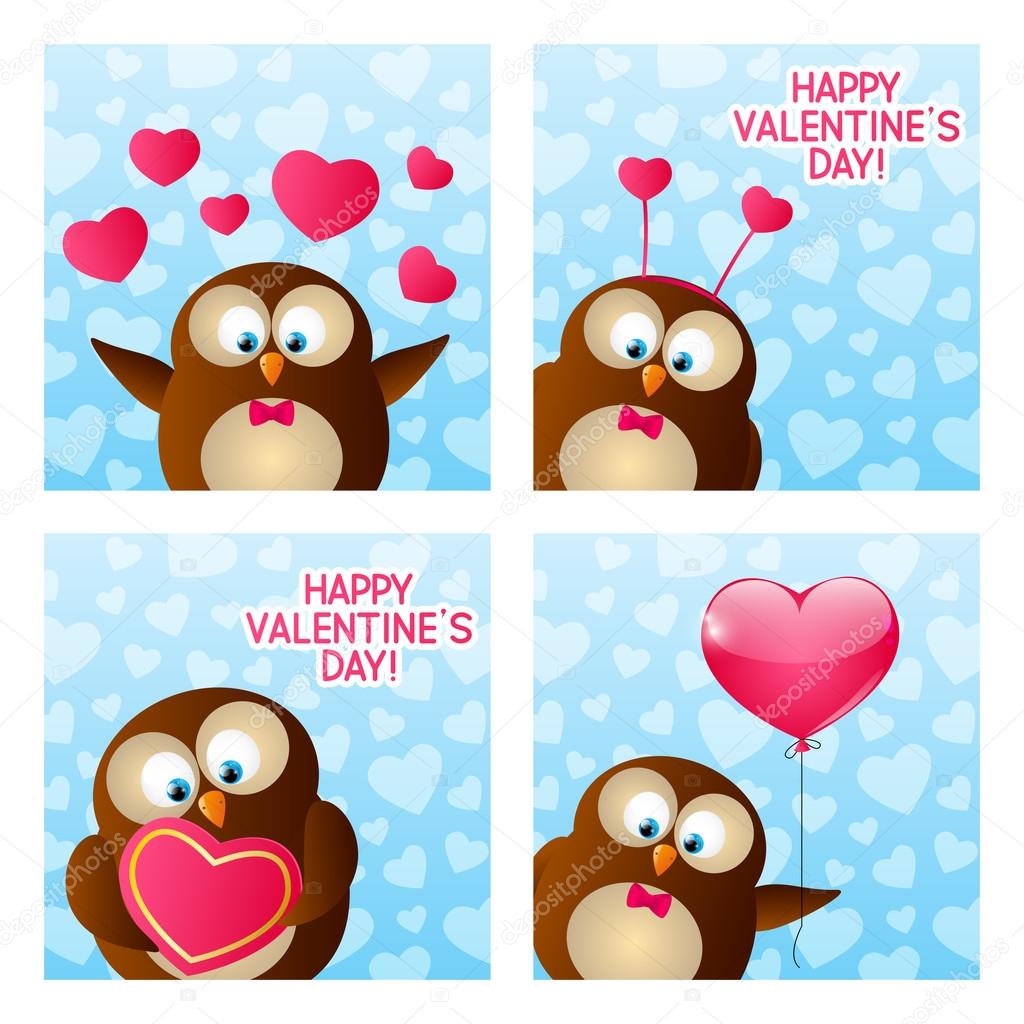 Cute Happy Valentines Day Owls