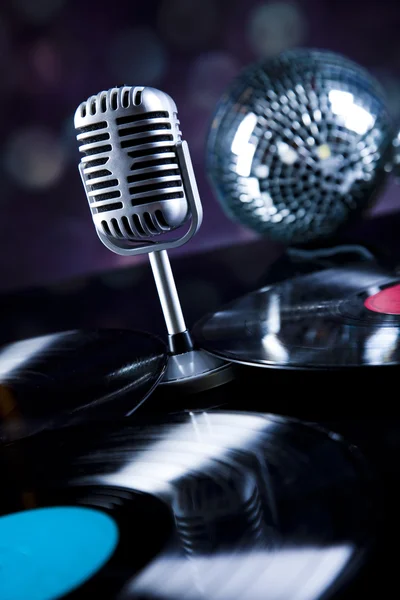 Retro style microphone and disco balls Stock Photo by ©JanPietruszka ...