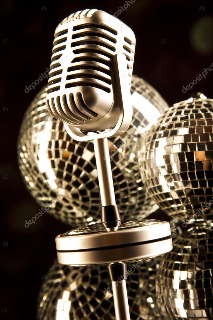 Microphone with disco balls Stock Photo by ©JanPietruszka 52084223