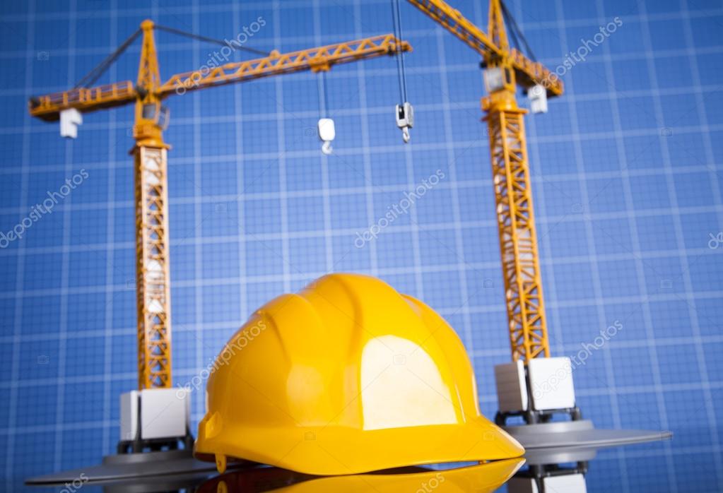 Plan de construcci n con gr a y casco amarillo 2024