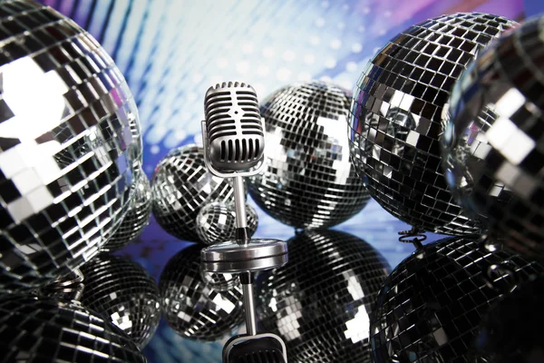 Retro style microphone and disco balls Stock Photo by ©JanPietruszka ...