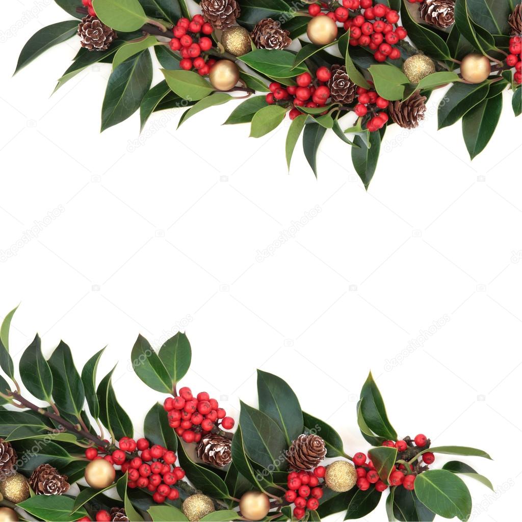 Christmas Holly Border — Stock Photo © marilyna #54004043