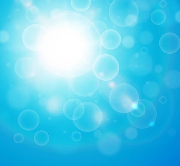 Sunny Blue Background Sun Bokeh Turquoise Summer Vector Illustration ...