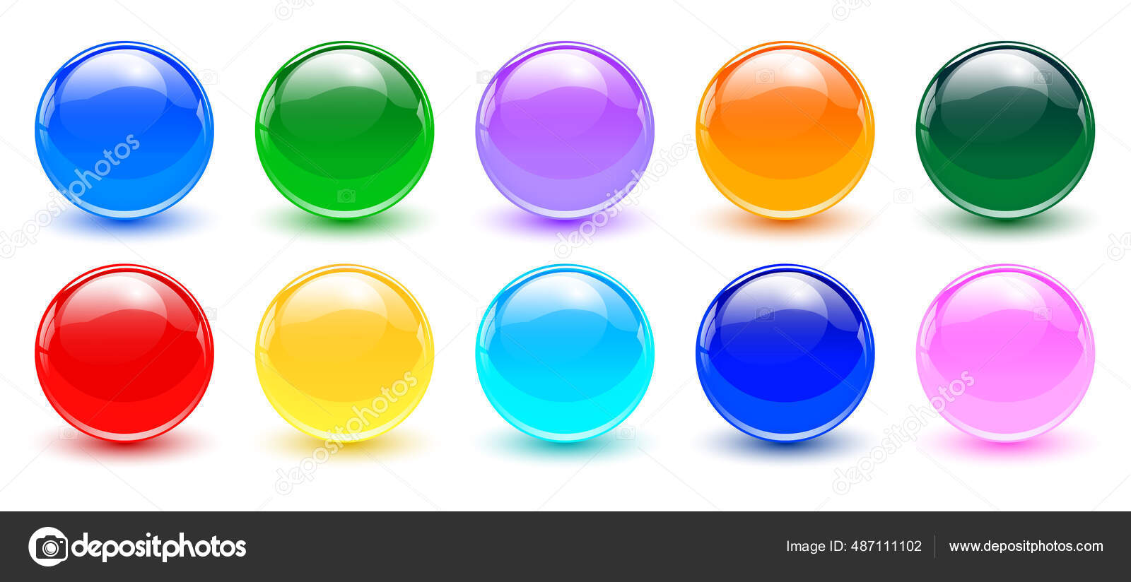 Colored Spheres Set Shiny Glossy Colorful Glass Balls Collection ...