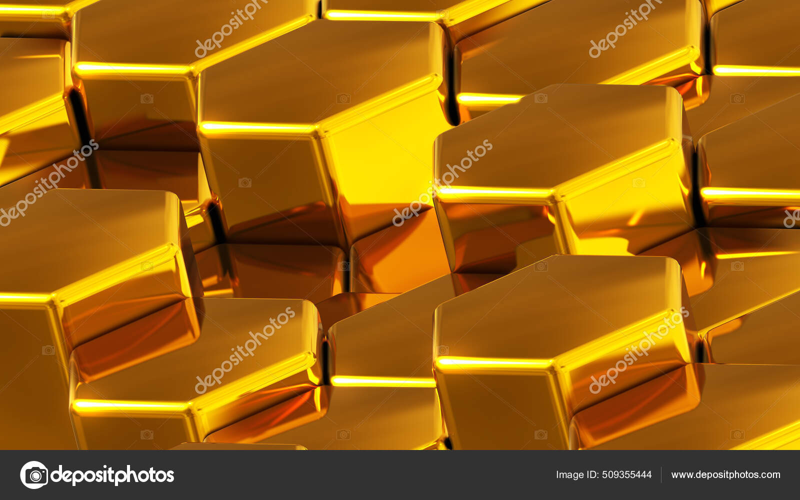 Gold Hexagons Geometric Background Shiny Golden Metallic Shapes Stacks ...