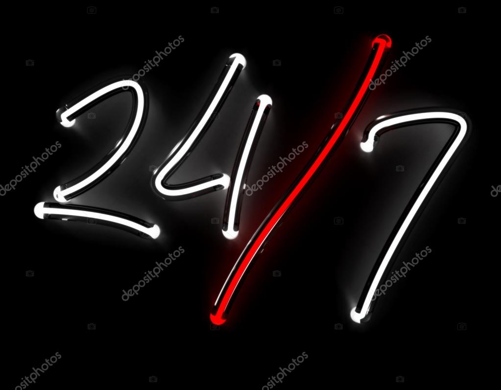 24 for 7 Neon Sign — Stock Photo © Cerebrate #87567528