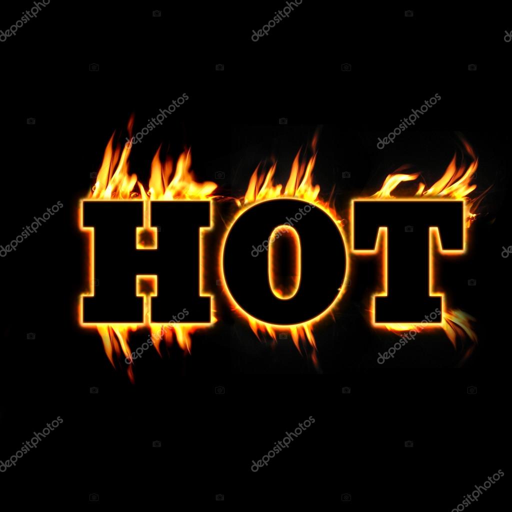 Hot fire text illustration on a black background for your design ...
