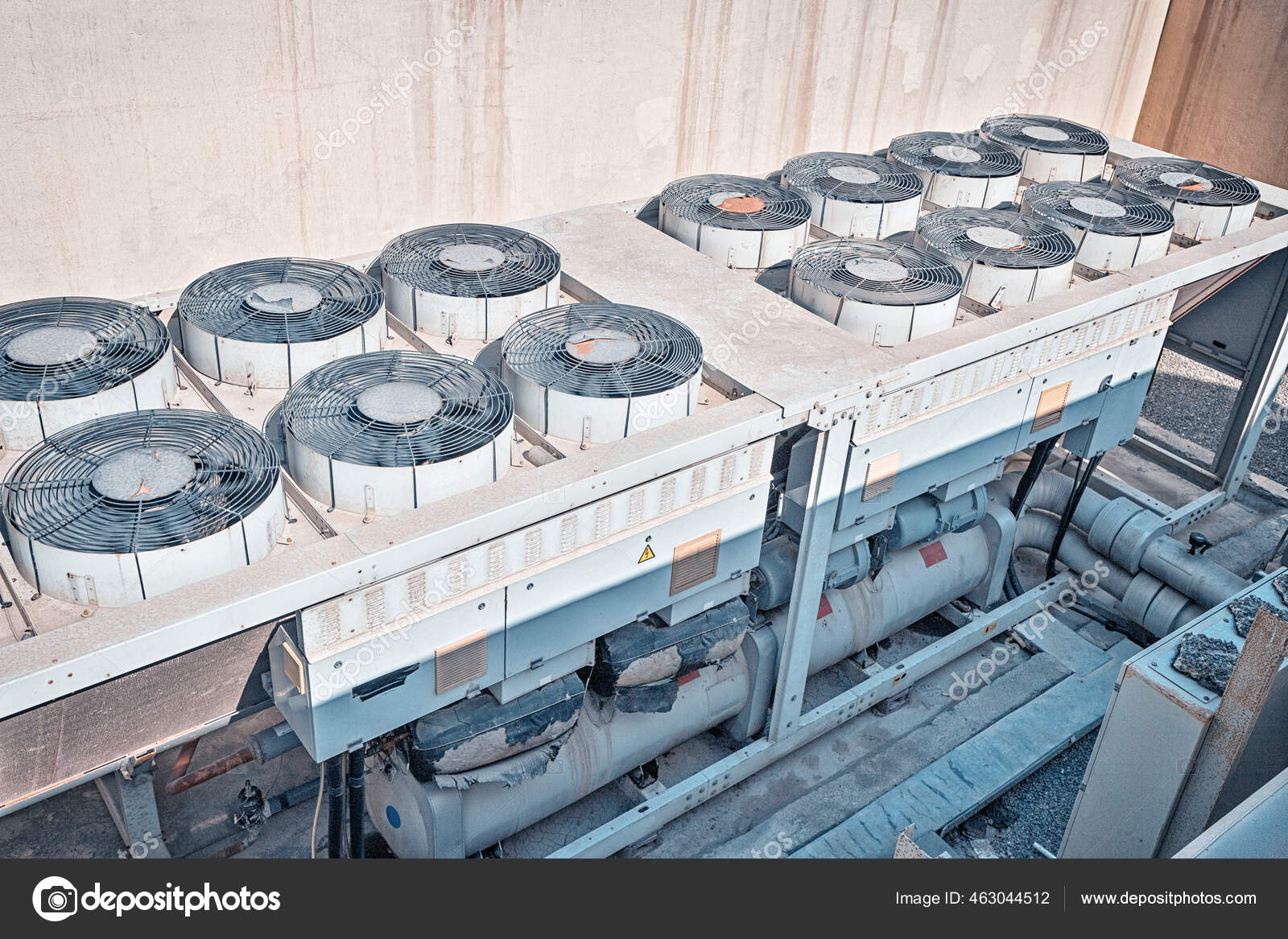 Worn Old Ventilation Air Conditioning System Roof Skyscraper Building ...
