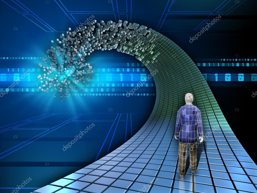 Man walking on a data path. — Stock Photo © Andreus #116879480