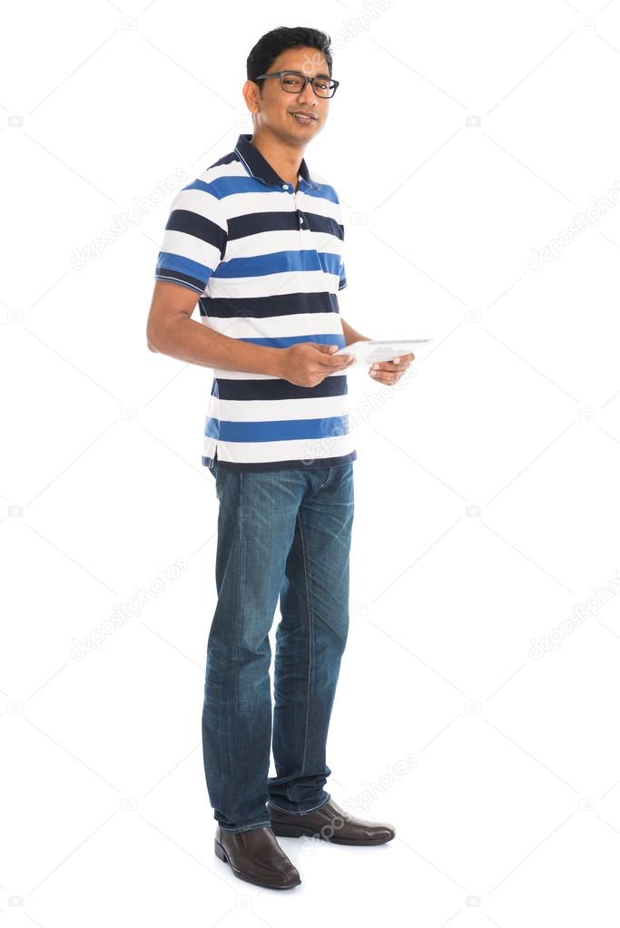 Happy man using digital tablet — Stock Photo © yuliang11 #85431408