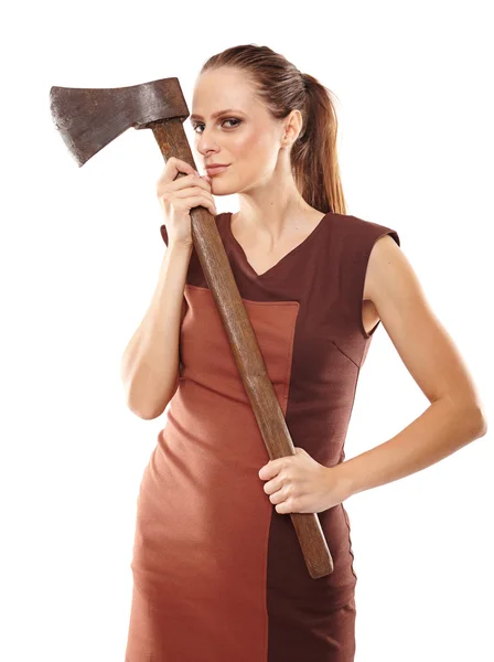 Crazy girl with axe Stock Photo by ©Xalanx 52371937