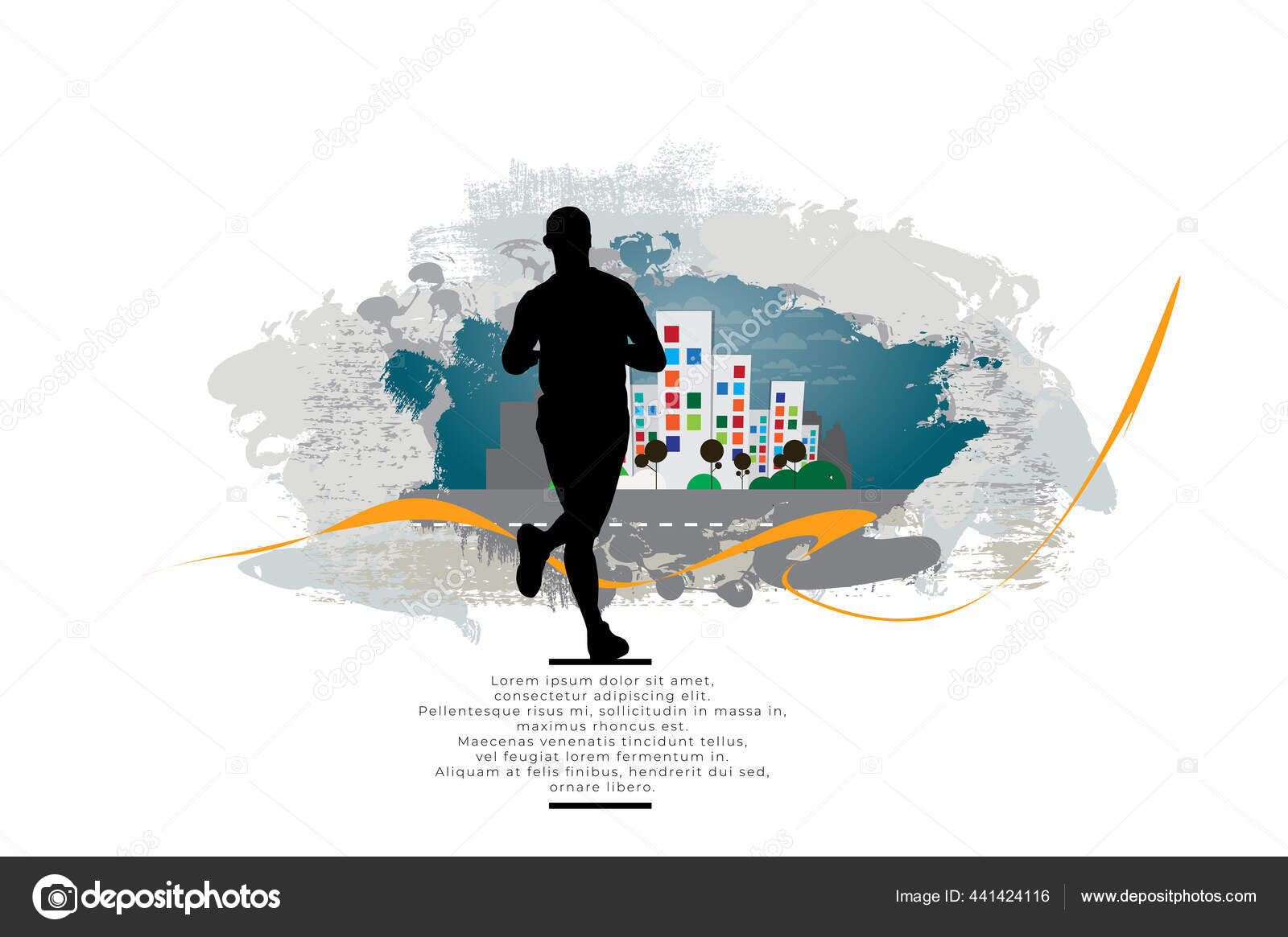 Active Man Running Man Abstract Sport Landscape Background Vector Stock ...