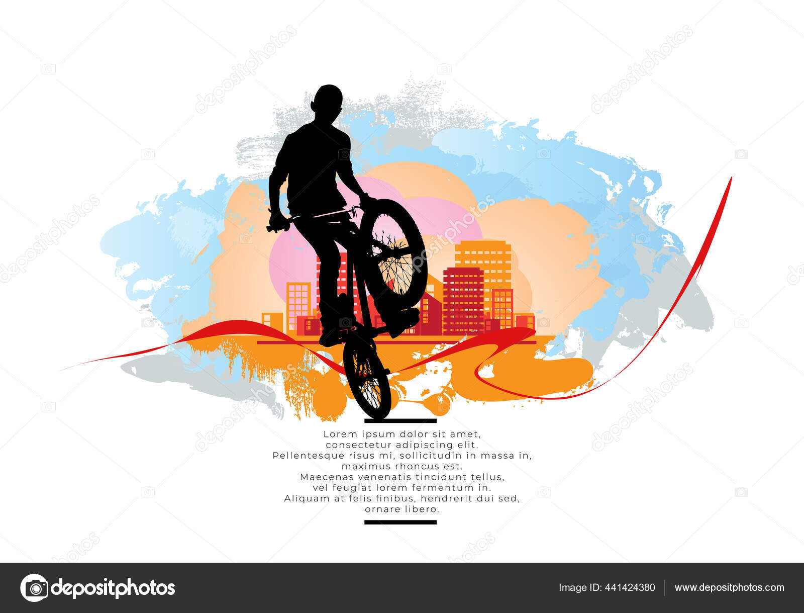 Active Man Bmx Rider Abstract Sport Landscape Background Vector Stock ...