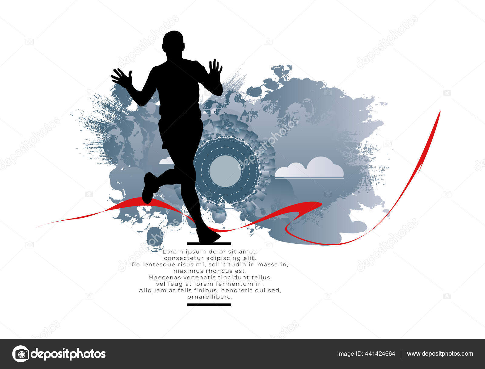 Active Man Running Man Abstract Sport Landscape Background Vector Stock ...