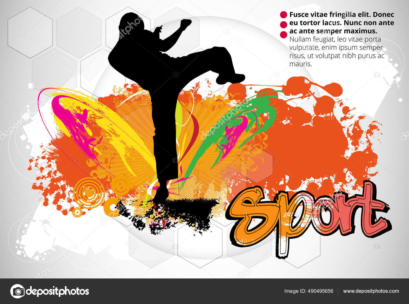 Young Male Karate Warrior Sport Background Ready Poster Banner Vector ...