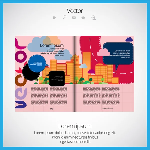 Layout magazine with city illustration Stock Vector Image by ©zeber2010 ...