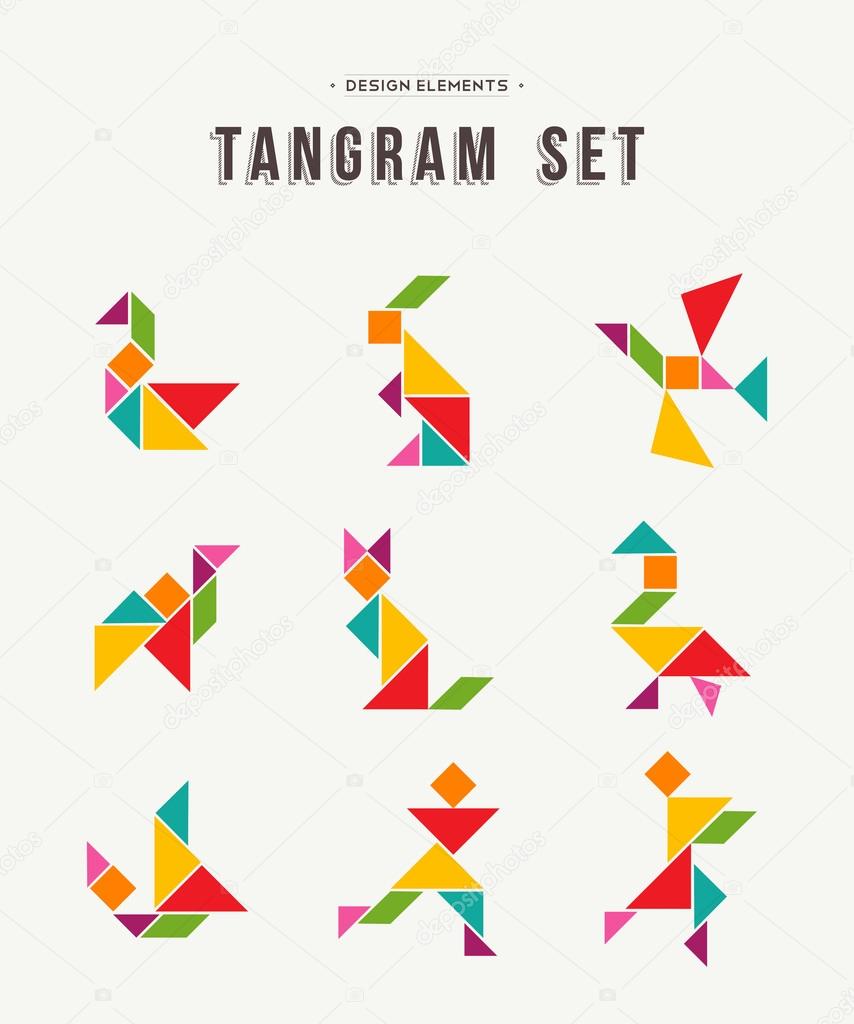Animal shapes with tangrams | Tangram set creative art of colorful ...