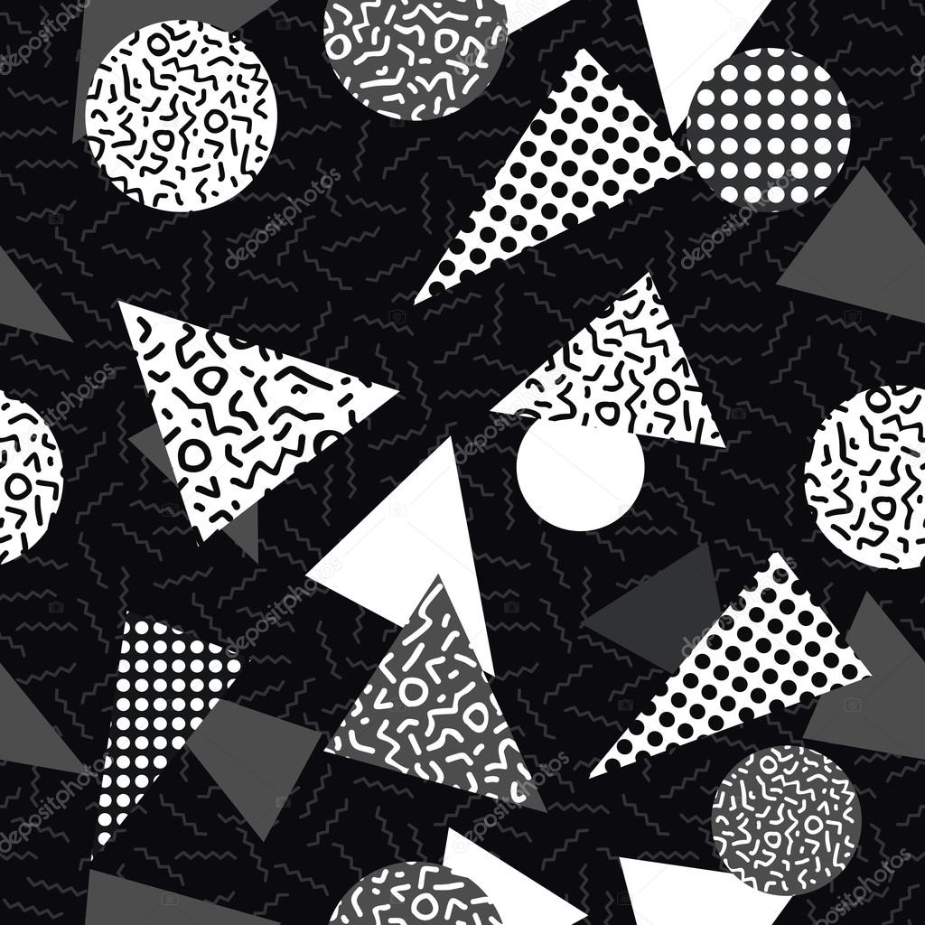 Black and white retro pattern with geometric shape Stock Vector Image ...