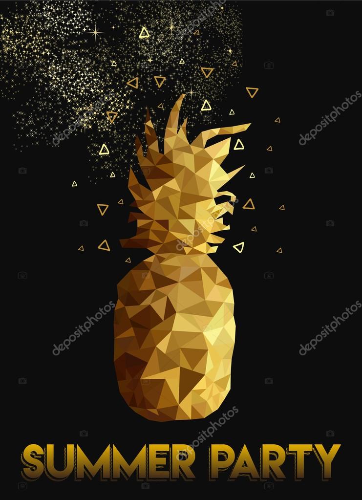 Gold low poly pineapple design for summer party Stock Vector Image by ©cienpies #112771074