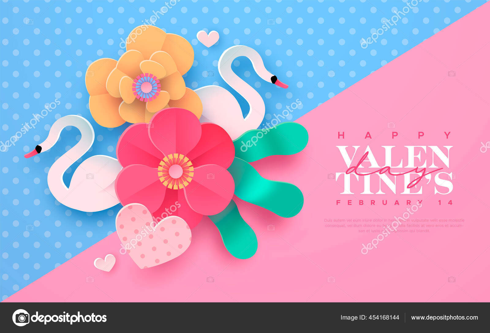 Happy Valentine's Day Floral Greeting Card Illustration Realistic ...