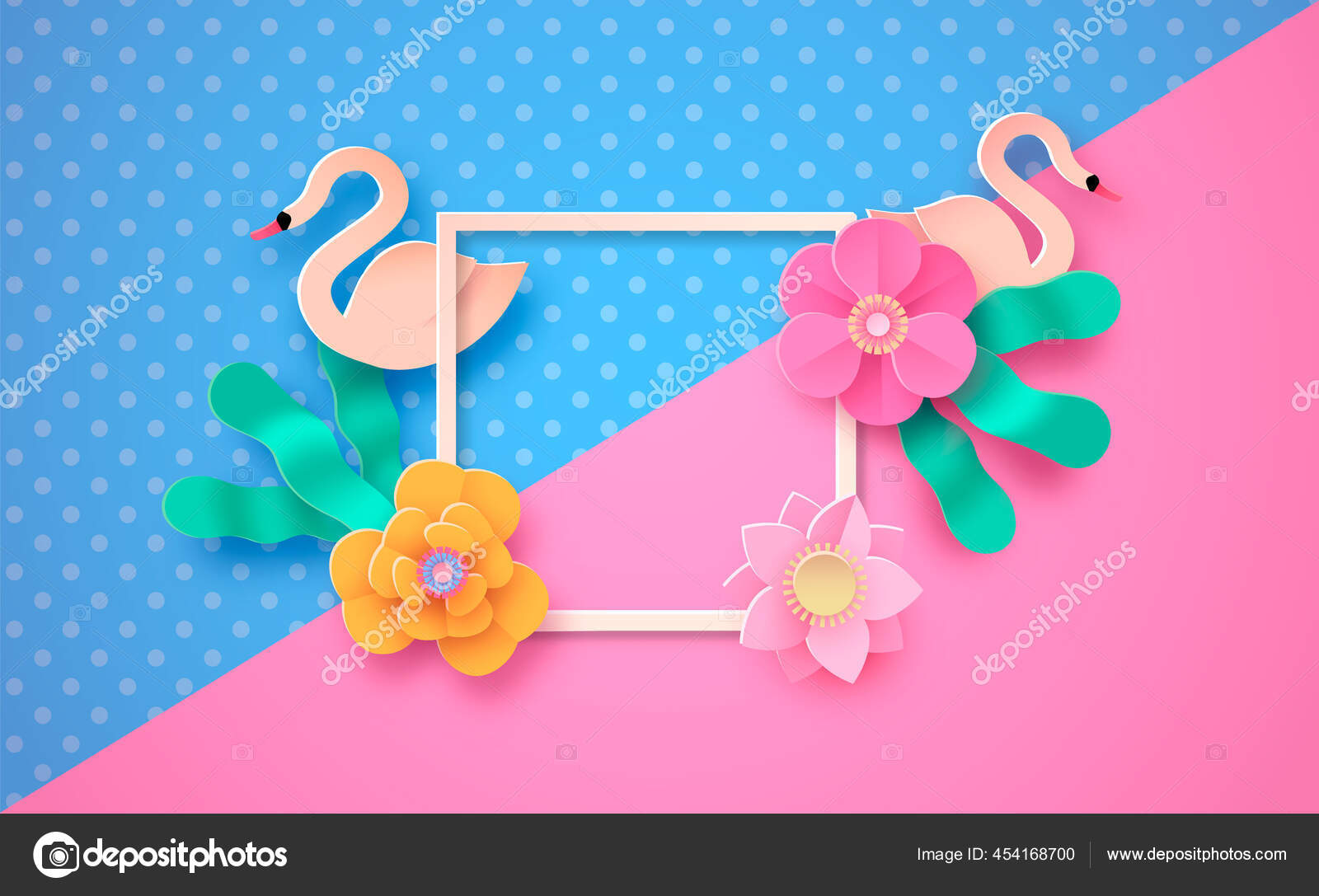 Papercut Pink Flower Template Illustration Realistic Paper Craft Style ...
