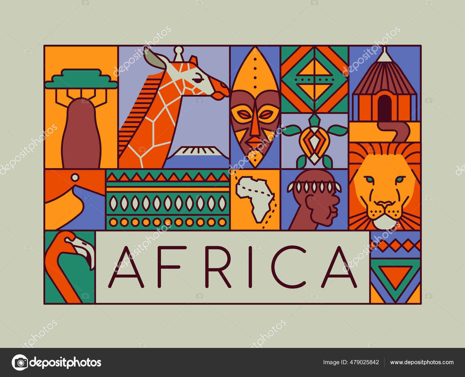 Cultura Continente Africano Ilustração Conceito Projeto Viagem Africano ...