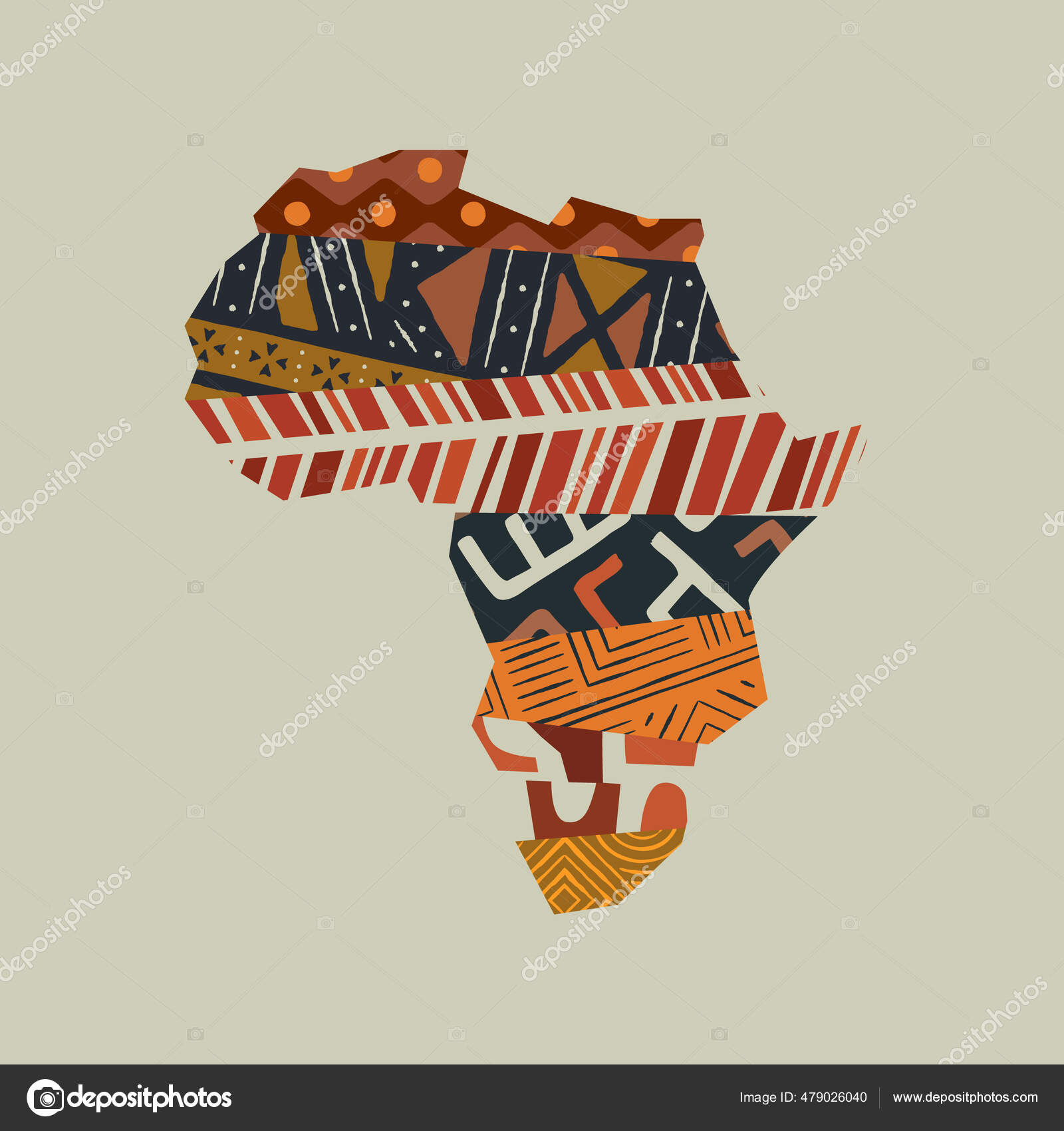 Africa Continent Map Shape Illustration Concept Made Traditional ...