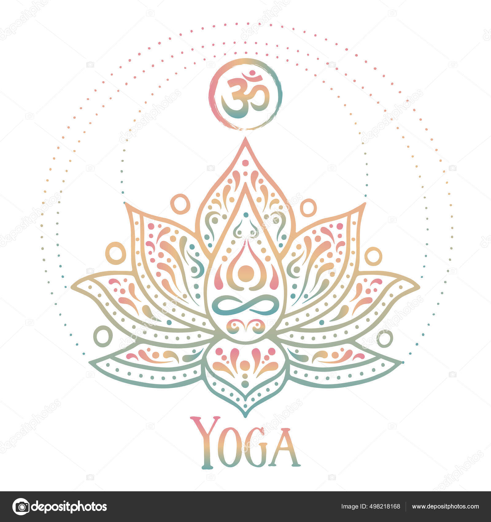 Yoga Meditation Illustration Concept Traditional Indian Style Lotus ...