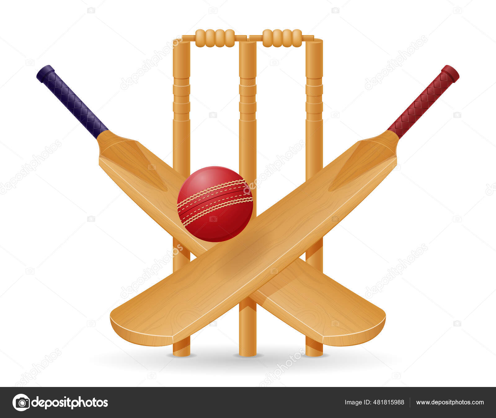 Bat Playing Cricket Sport Vector Illustration Isolated White Background ...
