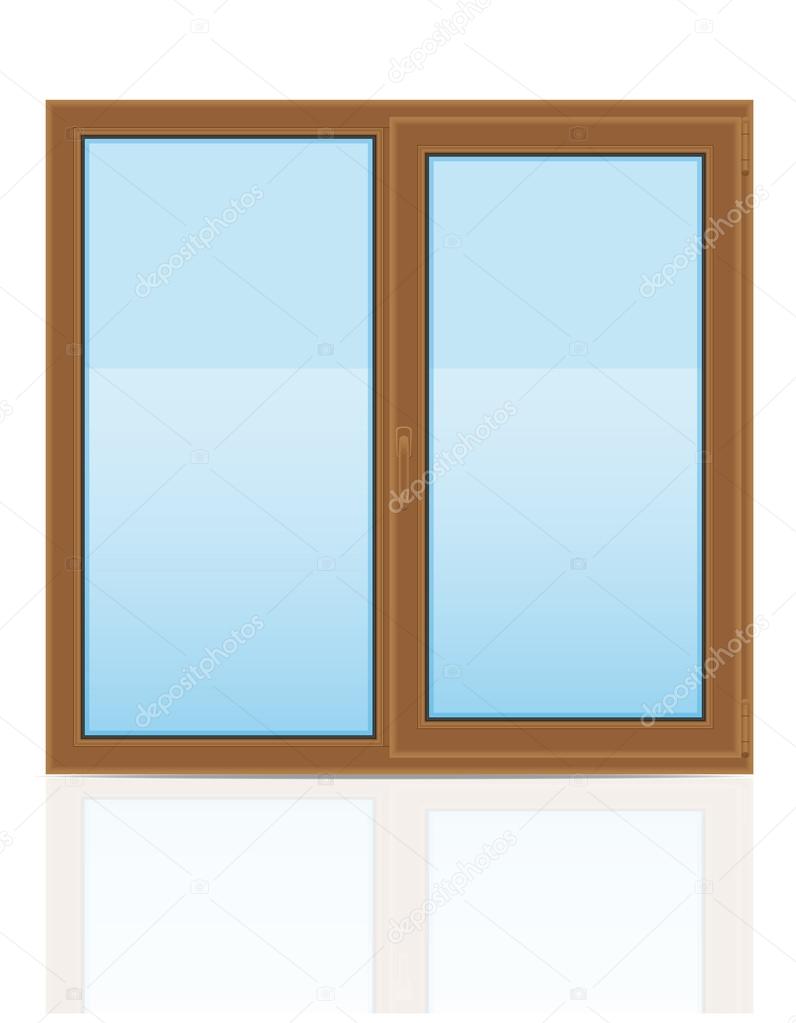 Brown plastic transparent window view indoors vector illustratio Stock ...