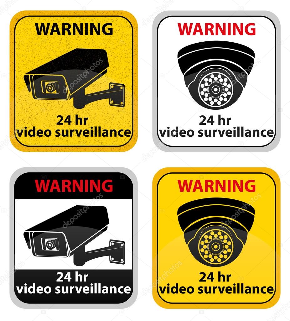 Video surveillance warning sign vector illustration Stock Vector by ...